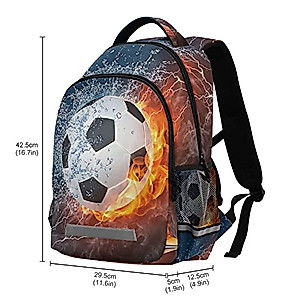 Football Boys Backpack Soccer Ball Elementary School Bookbag Kids Travel Rucksack Laptop Bag