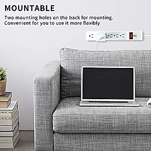 Firmyuan Power Strip 6-Outlet Surge Protector, 10ft, White