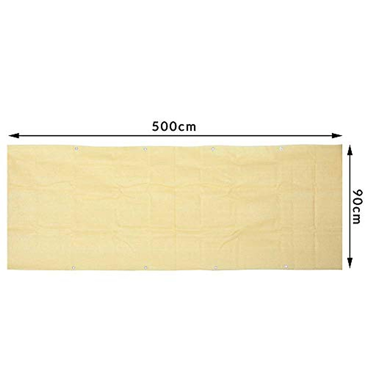 Bakaji 2832424 Wind Deflectors for Balcony Roof Rails in Hdpe Heavy Duty, UV Protection 90%, Eyelet Attachment, 12 m Rope Included, Off-White, 500 x 90 cm, Ecru