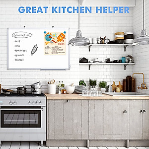 Magnetic White Board 24 x 18 Dry Erase Board Wall Hanging Whiteboard with 3 Dry Erase Pens, 1 Dry Eraser, 6 Magnets, 2' x 1.5' Message Scoreboard for School Home Office