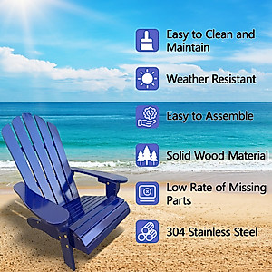 Wood Children Adirondack Chair,Ergonomic All-Weather Adirondack Chairs,Durable Patio Lounge Chair for Outdoor,Garden,Lawn,Indoor,Blue