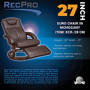 RecPro Charles 28" RV Euro Chair Recliner Modern Design RV Furniture (2, Mahogany)