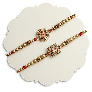 TIED RIBBONS Bhai Dooj Rakhi for Brother Set of 2 Rakhi Set, Rakhi Card, Bhai Dooj Tika Set - Bhaiya Dooj Rakhi Bracelet for Brother Rakhi for Bhaiya, Rakhi Gifts for Brother, Bro Rakhi Thread