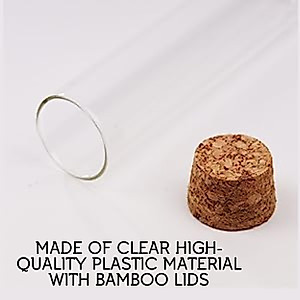 25PCS Plastic Test Tubes with Lids – 10ml Clear Plastic Tubes with Cork Stoppers 16x100mm Small Clear Plastic Tube Containers for Solids & Liquids Storage Test Tubes for Plant Propagation