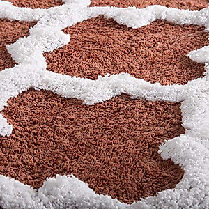 Lavish Home 100% Cotton 2 Piece Trellis Bathroom Mat Set - Brick