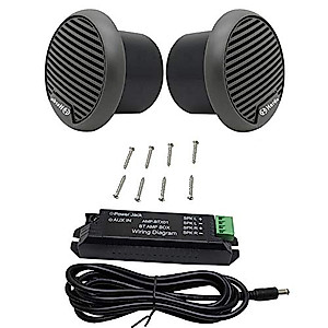Herdio 3" inch Marine Bluetooth Speakers Boat Motorcycle Hot tub Stereo with Max Power 140 watt(A Pair) (Gray)