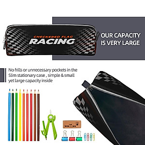 Pencil Case Pouch for Boys Girls Kids, Racing Flag Speed Race Car Pencil Cases Box Pen Portable Office Stationery Makeup Bag, Pencil Pen Bag Desk Organizer for School Students