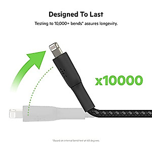 Belkin BoostCharge Braided Lightning Cable - 3.3ft/1M - MFi Certified Apple iPhone Charger USB to Lightning Cable - iPhone Cable - iPhone Charger Cord - Apple Phone Charger - Black