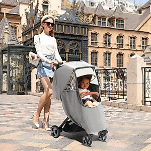 Ingborsa Stroller Rain Cover Universal Size Waterproof Windproof EVA The Weather Shield with Eye Screen