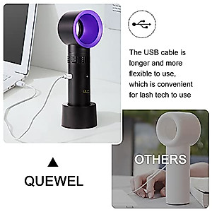 QUEWEL Eyelash Fan for Lash Extension Bladeless Fan Handheld Lash Extension Fan Dryer Mini Fan Air Conditioning Blower Eyelash Extension Supplies Drying Lash Glue (Purple)