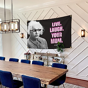 KIPMASY Funny Flags for Live Laugh Your Mom Flag Room 3x5 Feet Banner Cool Tapestry Man Cave Wall Decor with Brass Grommets College Dorm Room(012) Black