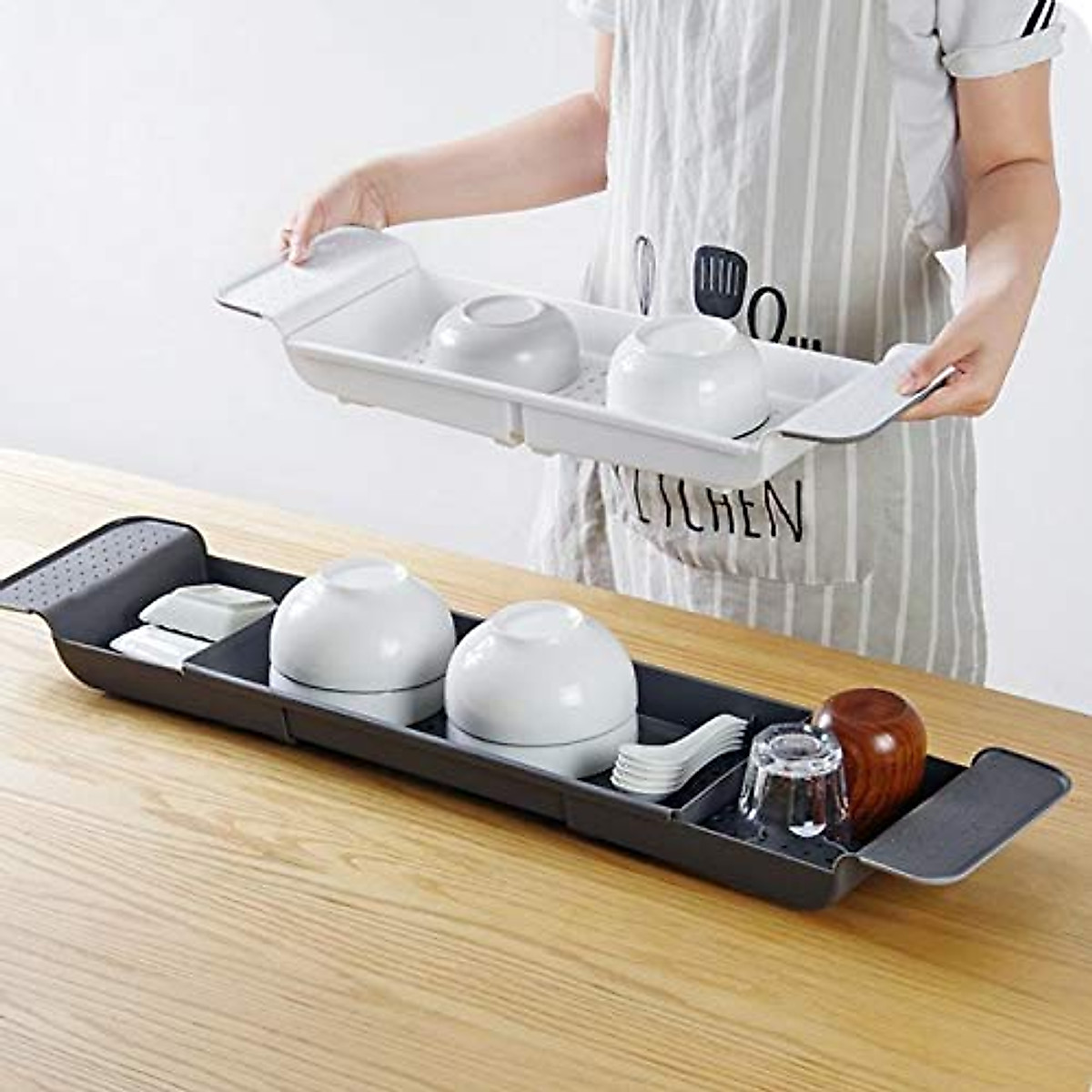 BESPORTBLE Expandable Bath Shelf Non Slip Grip Bath Tubs Shelf Adjustable Plastic Bathtub Caddy Bathtub Tray Over The Clawfoot Tub Rack for for Kitchen Bathroom Toilet White