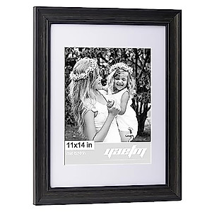 Yaetm 11x14 Picture Frame with Mat for 8x10 Set of 4, 1.4" Wide Molding & Distressed Black Photo Frames 11 x 14 with Tempered Glass for Wall Gallery, Home and Office, Wall Mount (4 pack, Black)