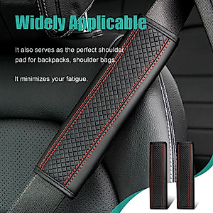 Ziciner 2 PCS Car Seat Belt Covers, Soft Leather Seat Belt Shoulder Strap Pads, Safety Seat Belt Covers for A More Comfortable Driving, Compatible with All Cars & Camera Backpack Straps (Black & Red)