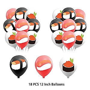 Sushi Party Supplies Japanese Birthday Party Decorations Includes Sushi Birthday Backdrop Banner Cake Topper Cupcake Toppers Balloons for Sushi Themed Party Baby Shower Decorations