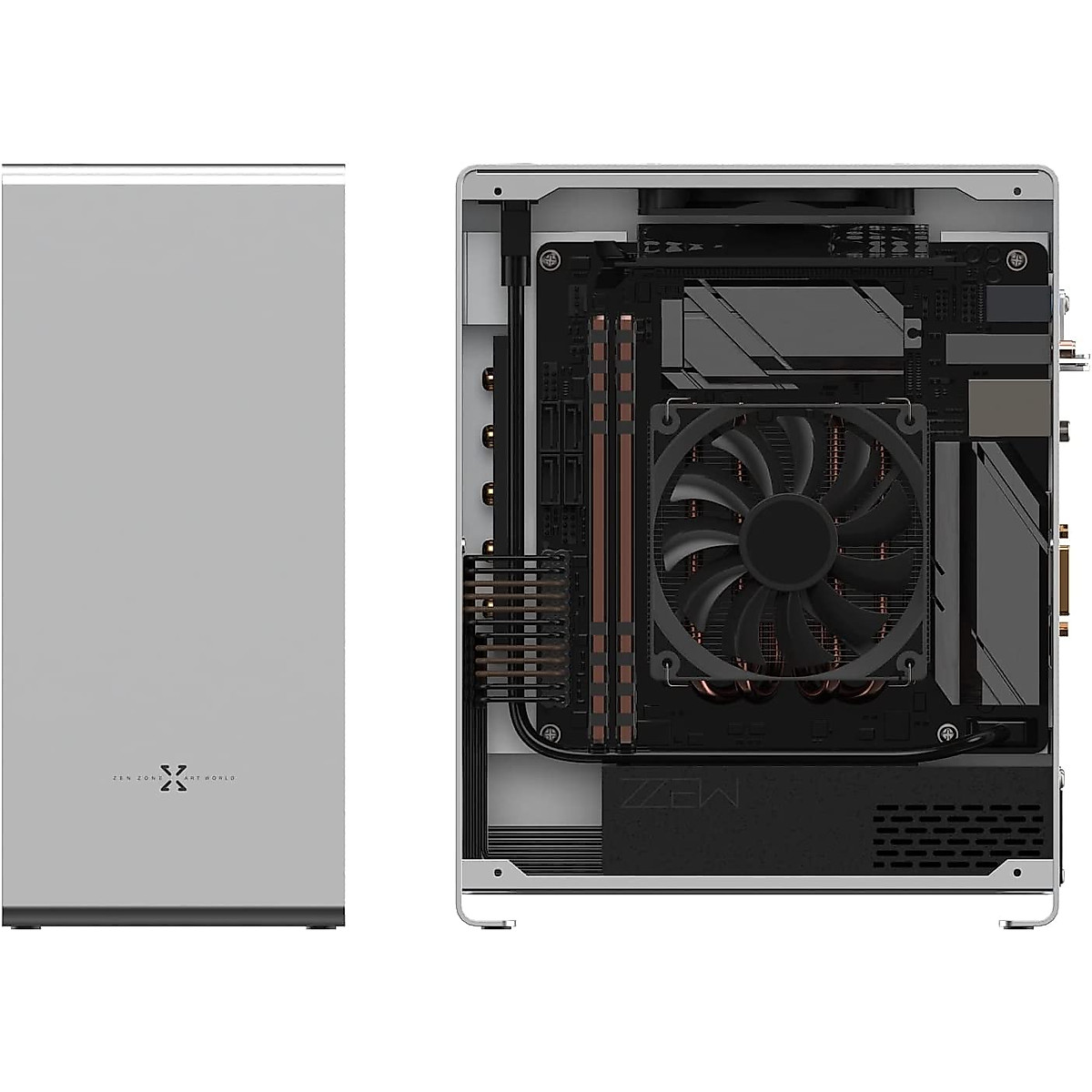 ZZAW A1P Mini-ITX PC Case, Mini Computer Case in Silver Color, Full Aluminum Small Gaming Computer Chassis with 3.0 Dual Reverse PCI Riser Cable