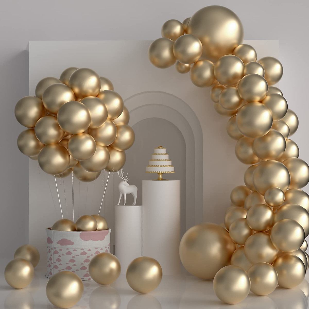 CHRORINE Gold Balloons 72 pcs Metallic Gold Balloons Garland Arch Kit 4 Different Sizes Pack for Birthday Graduation Baby Shower Wedding Bride Party Decor
