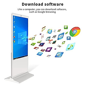 Canlarriz 55 Inch Floor Standing LCD Digital Signage, IR Touch Screen Kiosks 4K UHD, Android 9.0 OS 2+16G Black WiFi Display Advertising Player