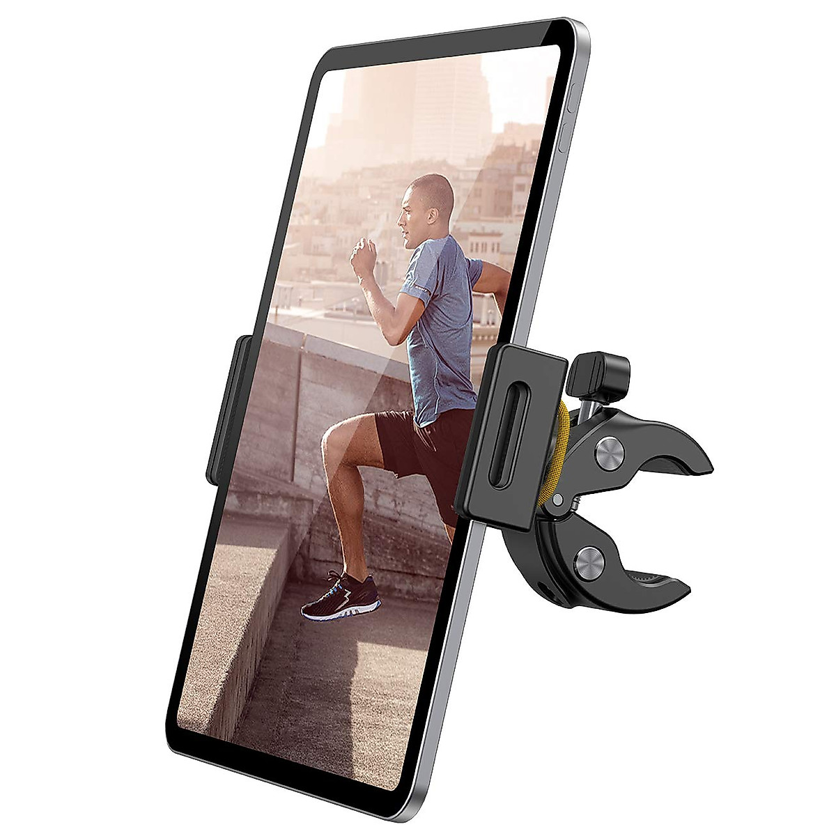 Lamicall Tablet Holder for Spin Bike - Tablet Mount Clamp for Indoor Bike Peloton, Treadmill, Exercise Bicycle Clamp for iPad Pro/Air/Mini and 4.7-12.9" Tablet