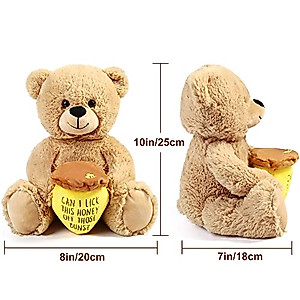 BenBen Teddy Bear for Girlfriend, 10 inch Teddy Bear Stuffed Animal with Honey Pot, Funny Plush Bear Toy Gift for Her, Women, Wife on Christmas Valentine's Day Anniversary