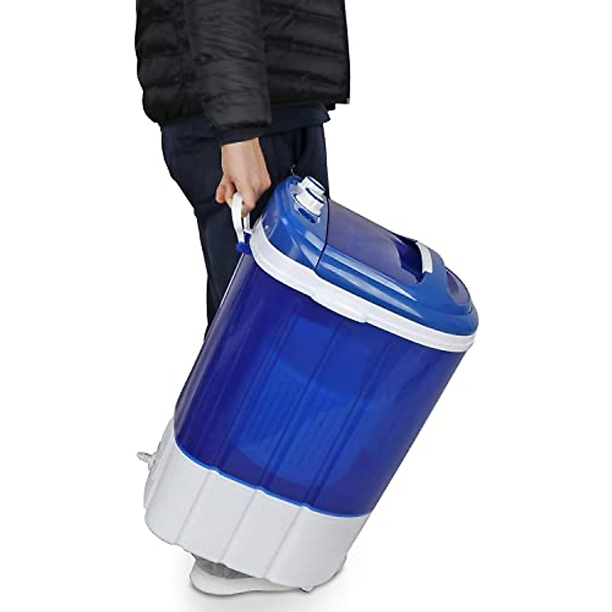 Oteymart Small Portable Washing Machine 5.7lbs Compact Laundry Washer, Single Tub w/Spin Cycle Dryer Basket and Drain Hose for RV, Apartments, Dorms, Kitchen, Blue