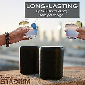 Rocksteady Stadium Portable Bluetooth Speakers - Up to 100 Foot Range - Up to 30 Hour Battery Life | 2 Speakers