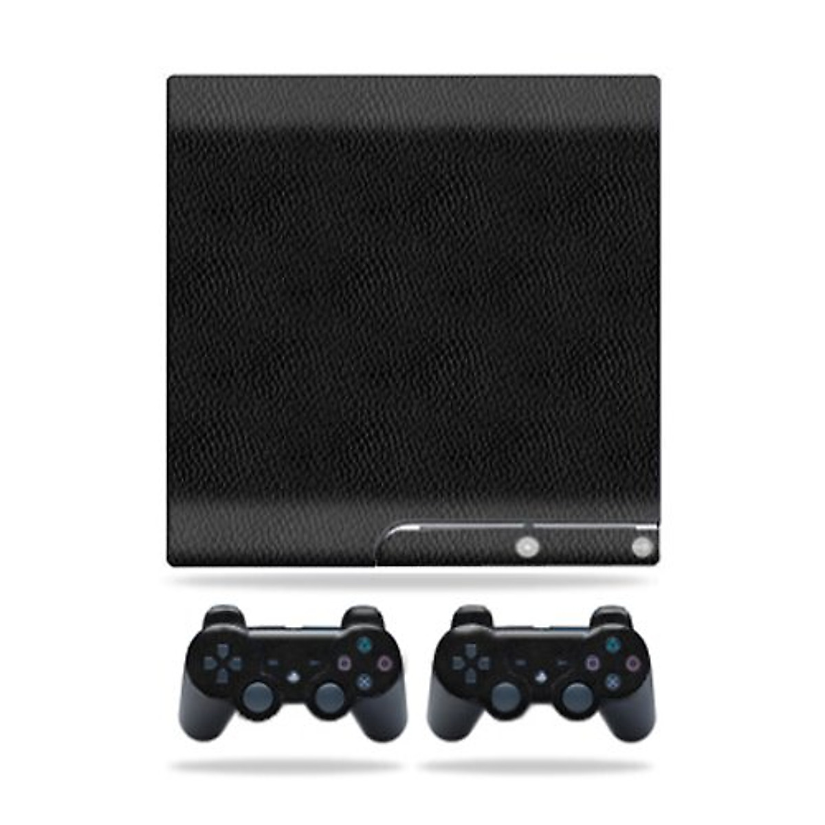 MightySkins Skin Compatible with Sony Playstation 3 PS3 Slim Skins + 2 Controller Skins Sticker Black Leather