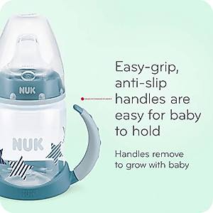NUK Learner Cup, 10 Ounce, Tritan Gray Star – BPA Free, Spill Proof Sippy Cup