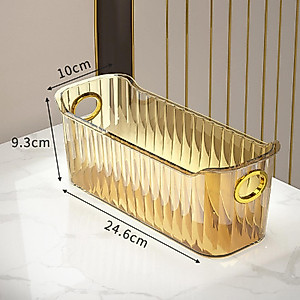 PETSOLA Multifunctional Desktop Storage Basket Organizer Storage Bin for Cosmetics Kitchen Closet Shelf Bathroom Vanity, Aureate