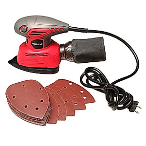 Great Working Tools Detail Palm Sander Hand Sander with Dust Bag & Sandpaper, 1.1 Amp 14,000 OPM, 27 Sanding Pads