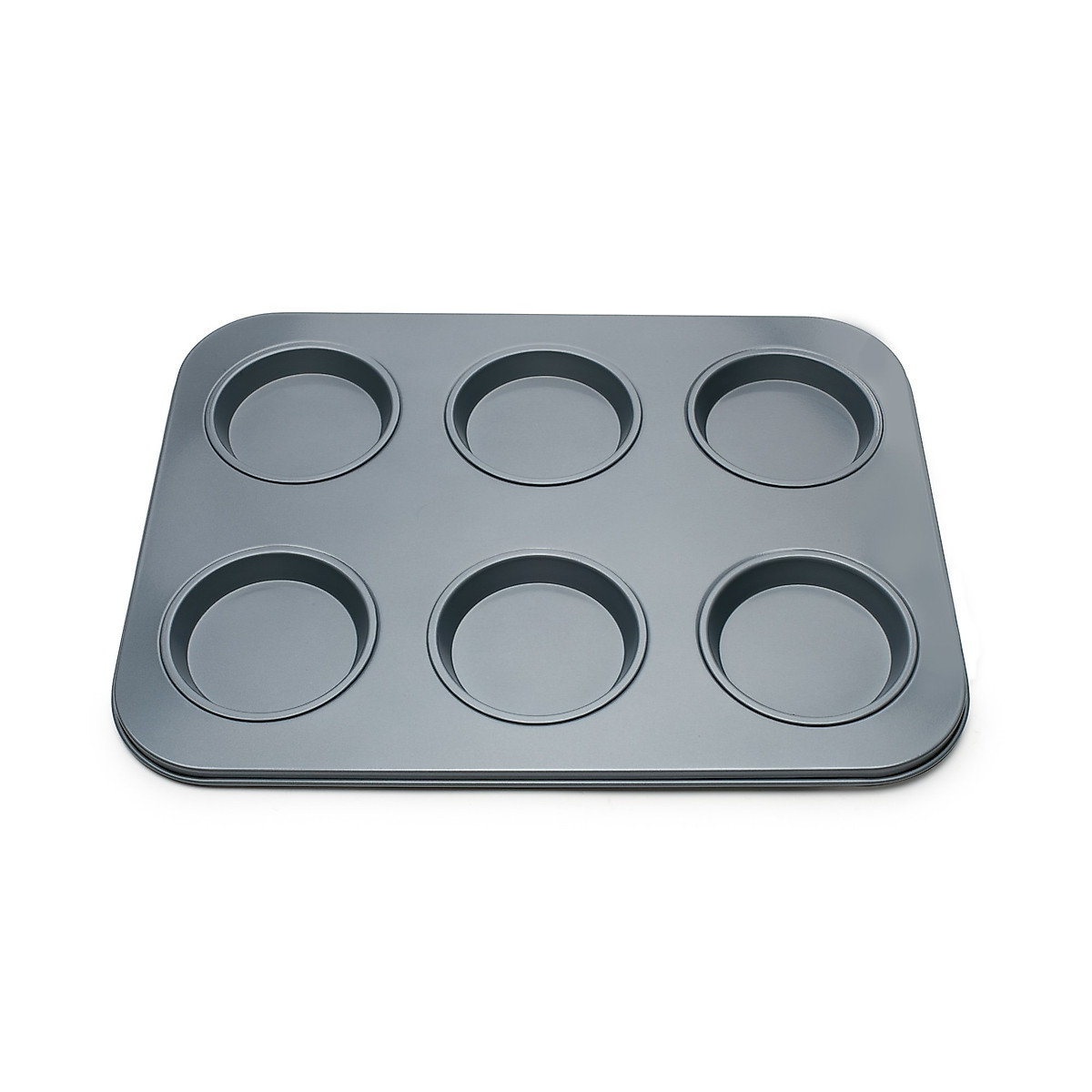 Fox Run Non-Stick Baking Pan, 6 Cup Large Muffin Top, Metallic