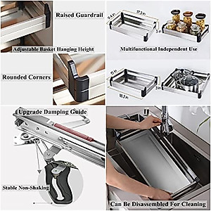 HFWYJF Blind Corner Cabinet Pull Out Organizer 15 Inch Opening,Magic Corner Base Cabinet Pull Out Left,Hidden Corner Cabinet Slide Out Shelves,2 Tier 4 Shelf Chrome Blind Corner Soft Close