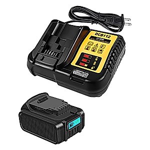 Compatible with Dewalt 20V Battery and Charger Combo 1Pack Replacement for Dewalt 20V Battery Charger DCB112 Fit for Dewalt 12V/20V Battery and 20V Tools