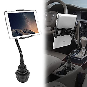 Cup Holder Tablet Mount, Macally iPad Cup Holder Car Mount - 12" Flexible Gooseneck iPad Car Mount - Tablet Holder for Truck, Car, and Vehicle - iPad Stand for Car - For Pro / Air / Mini, Smartphones
