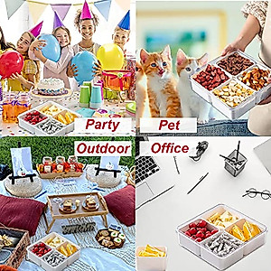 2pack Serving Trays for Party Divided Veggie Tray with Lid Sealed Sectioned Fruit Snack Serving Platter Vegetable Storage with 4 Compartments Snackle Box Charcuterie Container Fridge Organizer
