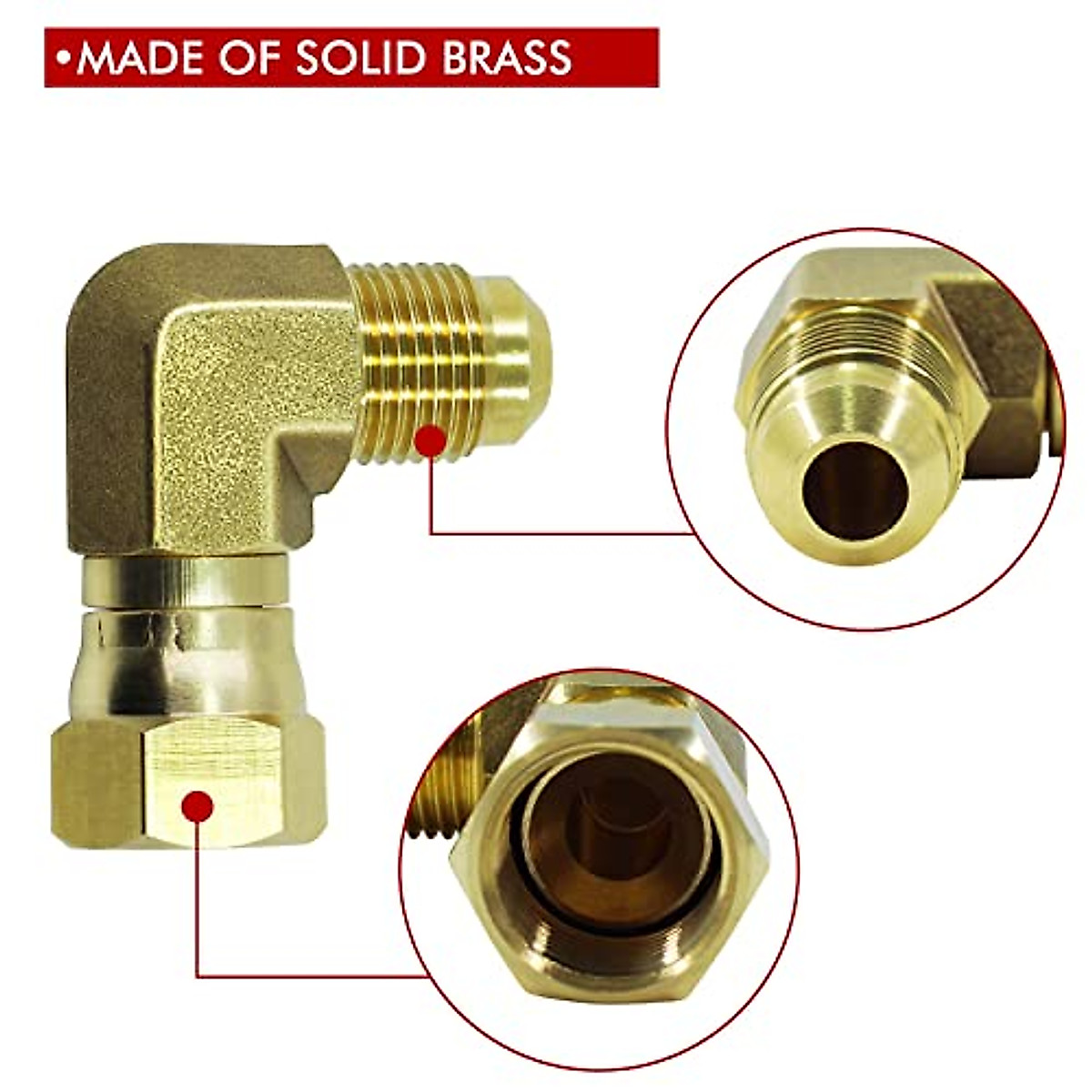 MCAMPAS 90 Degree Elbow Connector Adapter for Olympian Wave Heater, Fire Pits ,BBQ Grills.1/4" NPT Male x 1/4" NPT Female & 3/8" Female Swivel Flare x 3/8" Male Flare