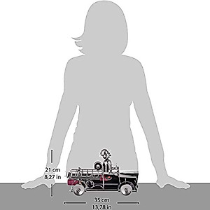 BRUBAKER Wine Bottle Holder 'Fire Engine' - Table Top Metal Sculpture - with Greeting Card