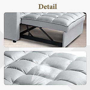 Convertible Sofa Bed, 3-in-1 Multi-Functional Velvet Sleeper Couch Pull-Out Bed, 48'' Loveseat Bed Chaise Lounge with Adjustable Backrest and Pillows, Hidden Side Table for Living Room, Small Space