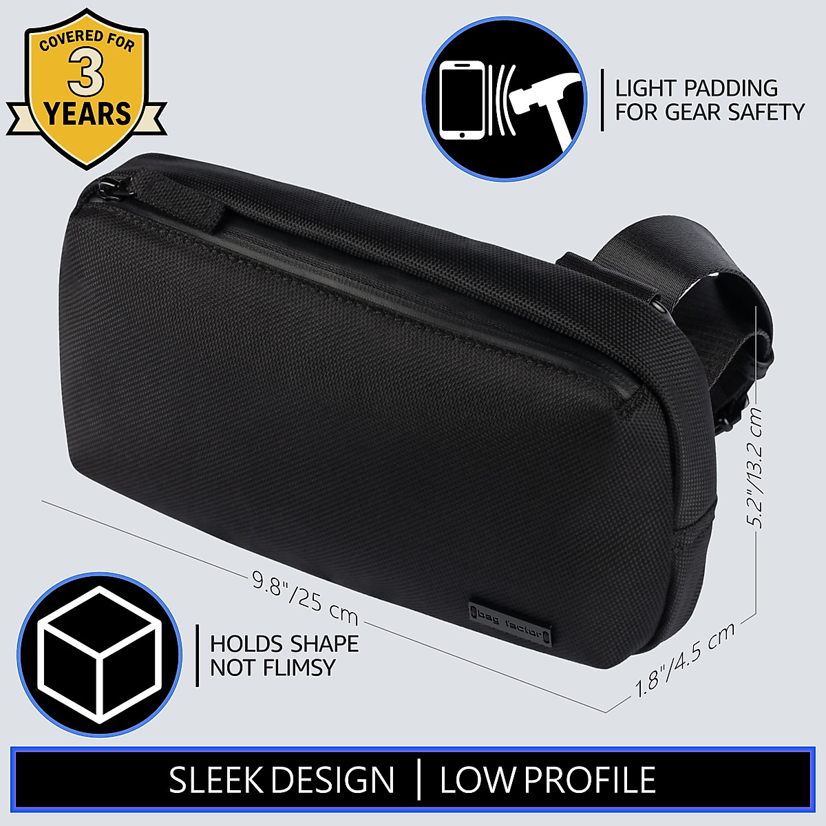 Bag Factor Small EDC Minimalist Crossbody Sling Bag for Men and Women – RFID Phone Bag Wallet – Chest Shoulder Backpack (Black)