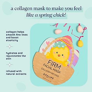 SpaLife Spring & Easter Facial Masks (9Pack) - Hyaluronic Acid, Collagen, Vitamin C Infused - Reduces Dark Circles, Hydrates, Firms Skin - Skin Care Masks for Puffiness, Fine Lines & Wrinkles