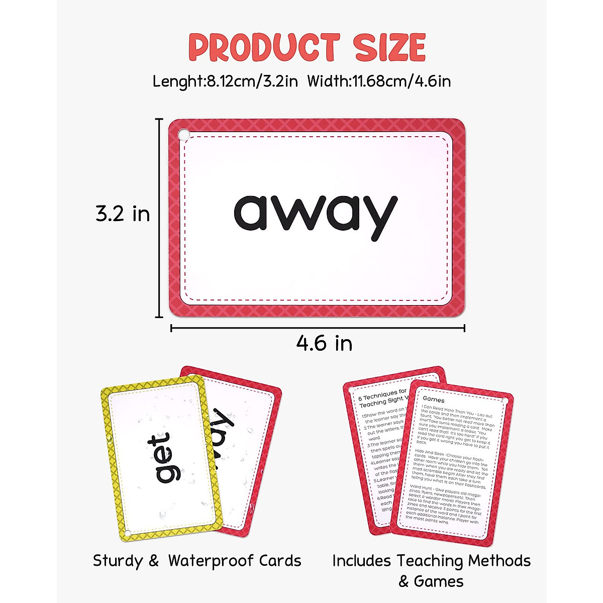 GAMENOTE Sight Words Kids Educational Flash Cards with Pictures & Sentences - 220 Dolch Big Word Games for Toddlers, Aged 3-9 Preschool Learning Activities(Pre K), Kindergarten, 1st, 2nd, 3rd Grade