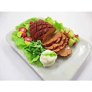 1:6 Compatible with Barbie Dollhouse Miniatures Food Honey Glaze Ham BBQ Thanksgiving Supply 16234