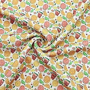 David Angie Summer Fruits Watermelon Printed Bullet Textured Liverpool Fabric 4 Way Stretch Spandex Knit Fabric by The Yard for Head Wrap Accessories (Fruit)