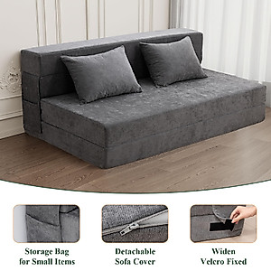 HOMFINE Folding Sofa Bed Queen, Grey