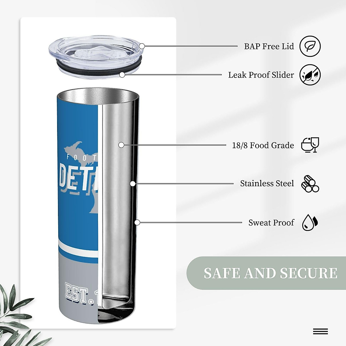 LANJAO Tumbler 20oz Straight Skinny Car Cups With Insulated Cup Sleeve Portable Handle, Sports Travel Coffee Mug, Stainless Steel, Insulated,Classic Collection Gifts for Men Women Fans