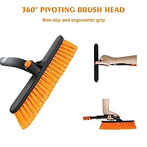 Aoryoa 44" Ice Scraper and Extendable Snow Brush, Ice Scraper for Car Windshield Detachable Snow Removal Tool with 360°Pivoting Brush Head Ergonomic Foam Grip Telescoping Brush for Cars Trucks SUVs