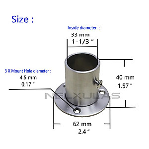 NELXULAS Stainless Steel Closet Rod Flange Holder for Pipe (AD2)