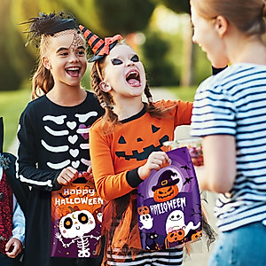 MOSHAKALA 40 Pcs Halloween Treat Bags with Handles-Trick or Treat Halloween Goodie Bags, Cute Ghost Pumpkin Halloween Plastic Candy Bags for Halloween Party Favors Supplies (Halloween)