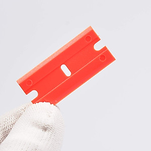 200pcs Plastic Razor Blades, Non-scratch Double Edged, for 1.5-inch Universal Safety Scraper Plastic Common Scraper, Remove Decals, Stickers, Adhesive, Clean Glass Window, Orange