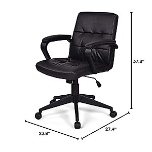 SIMPLIHOME Brewer Swivel Adjustable Executive Computer Office Chair in Distressed Black Faux Leather, for the Office and Study, Contemporary